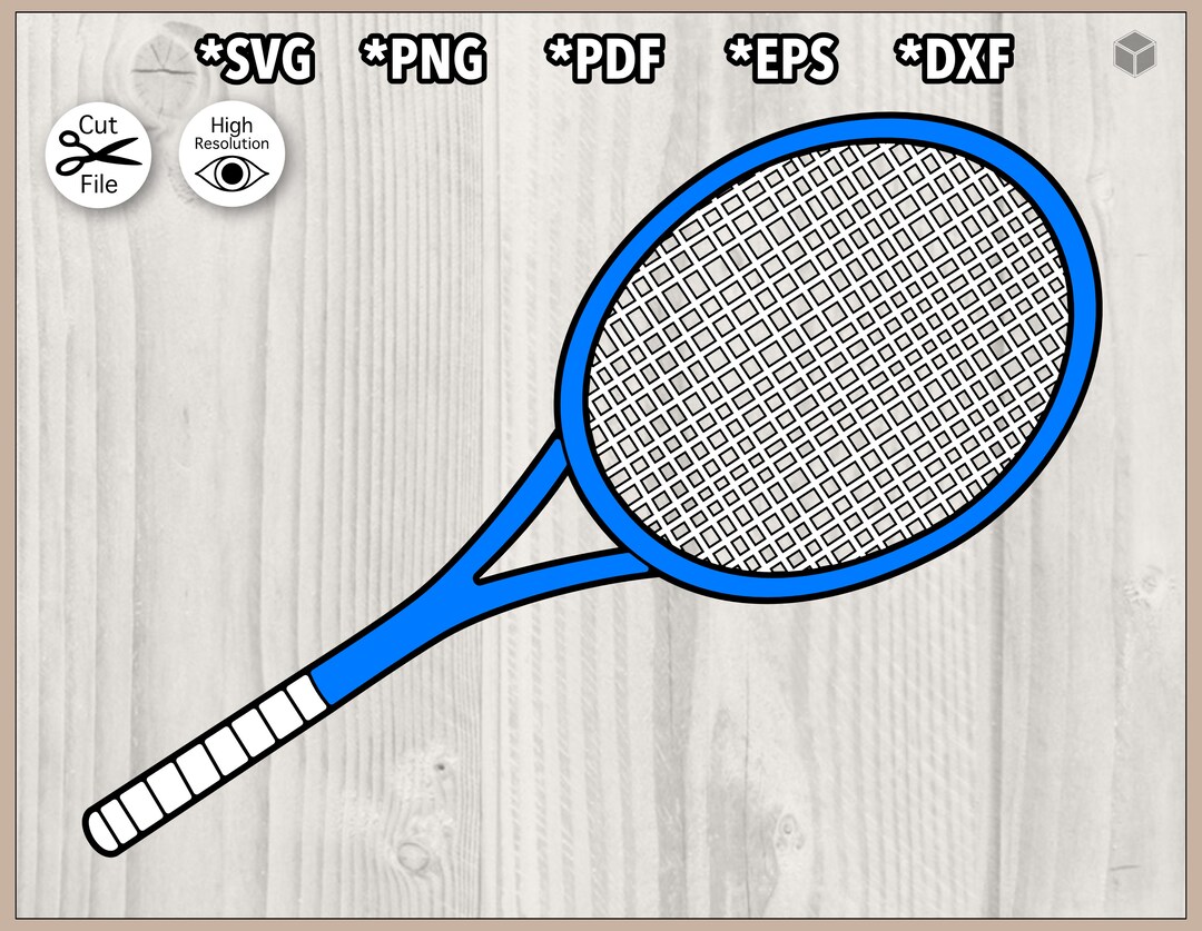 Blue Tennis Racket, Ballgame Engraving Line Art, Sport Clipart Graphic ...