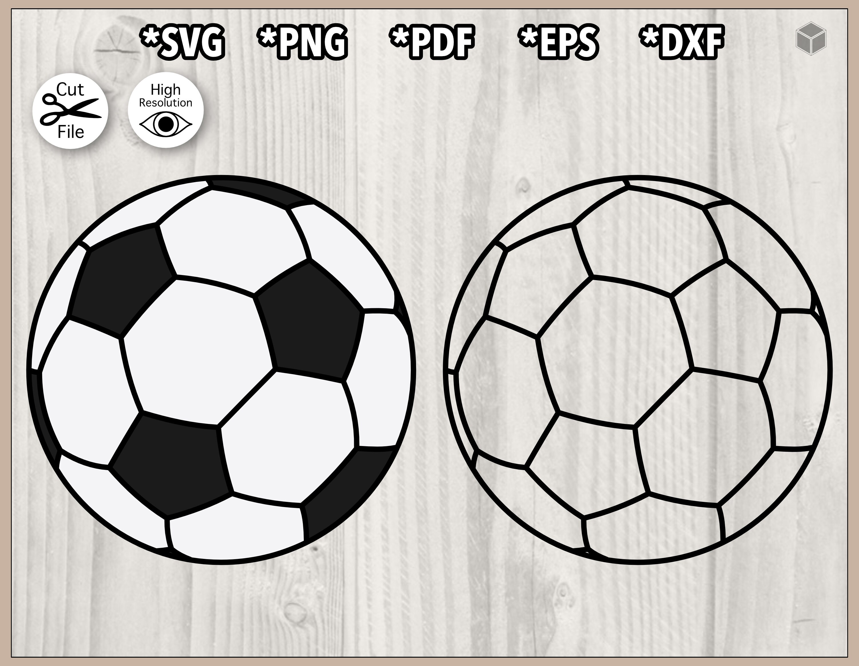 Soccer Ball Color and Outline Svg Png Pdf Dxf Eps Graphic - Etsy UK