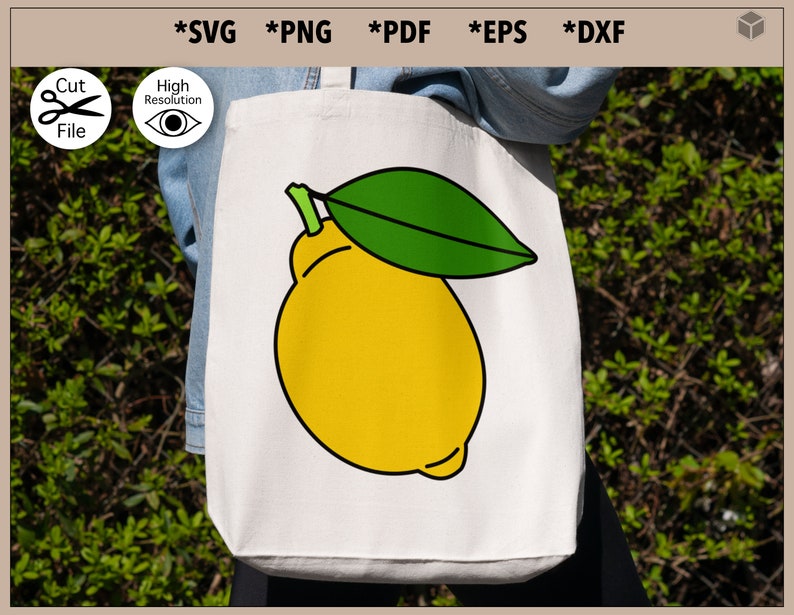 Lemon Color and Outline Cut File Svg, Png, Pdf, Dxf, Eps for Cutting ...