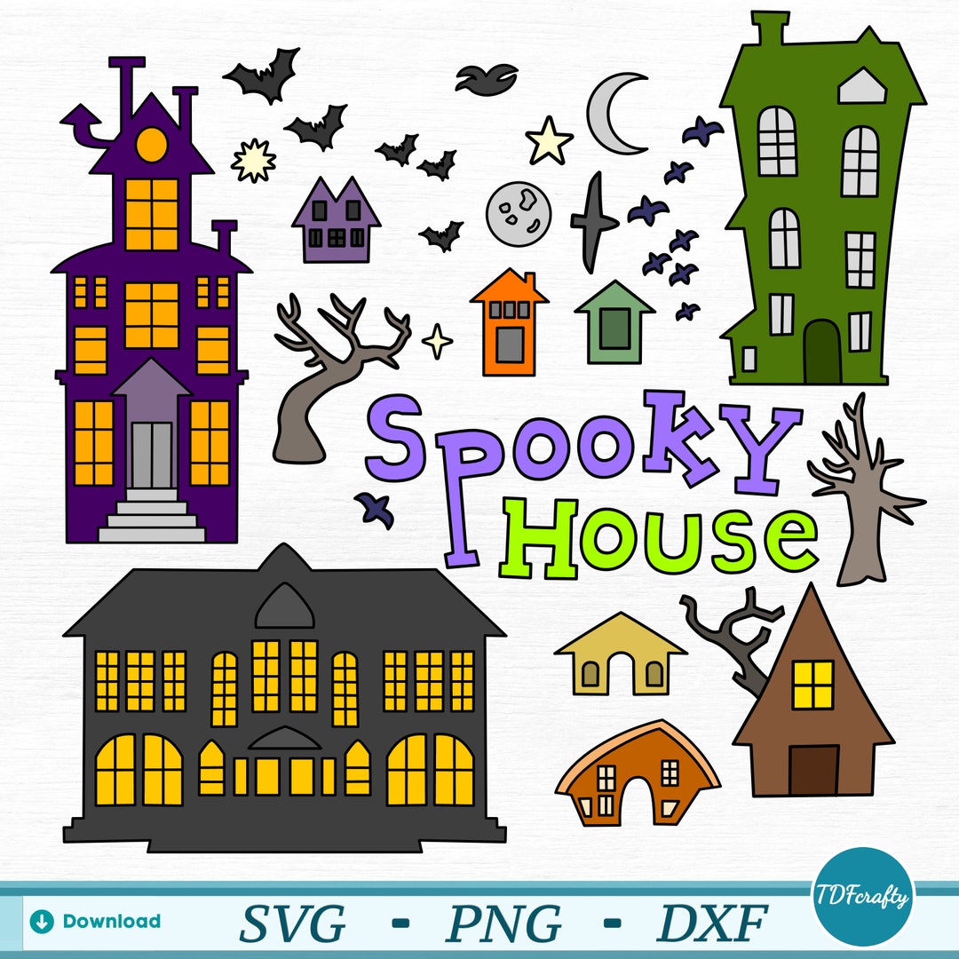 Cartoon Spooky House Clipart Bundle, Halloween SVG PNG DXF - Etsy