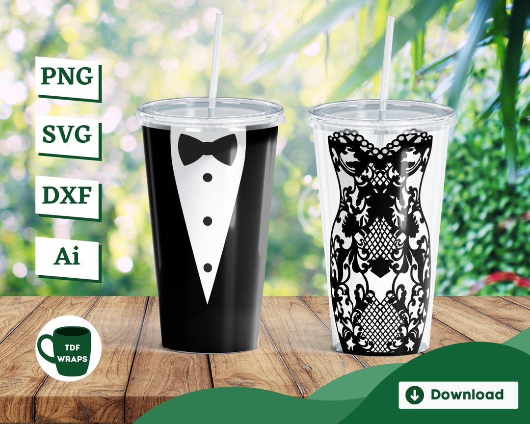 Tuxedo Cup Wrap Template - Bride Groom - Etsy