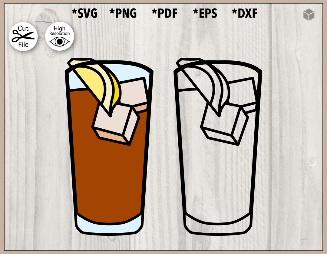 Iced Tea Glass Color and Outline Design for Sunny Day Crafts, Cool Down ...