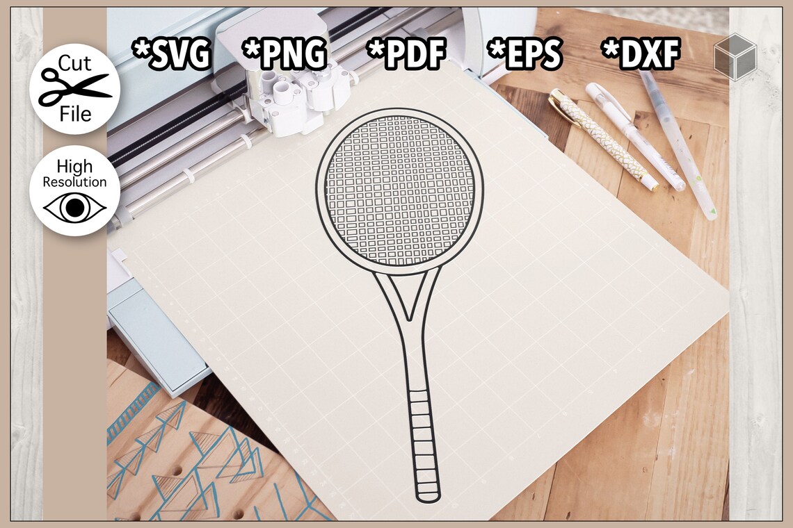 Tennis Racket Outline Svg Png Pdf Dxf Eps - Etsy