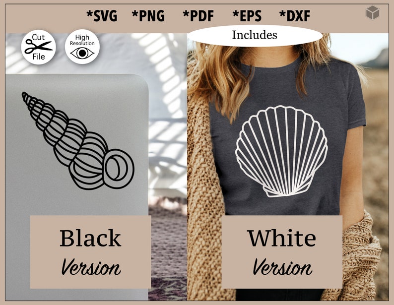 Seashells Outline Bundle Svg Png Pdf Dxf Eps - Etsy