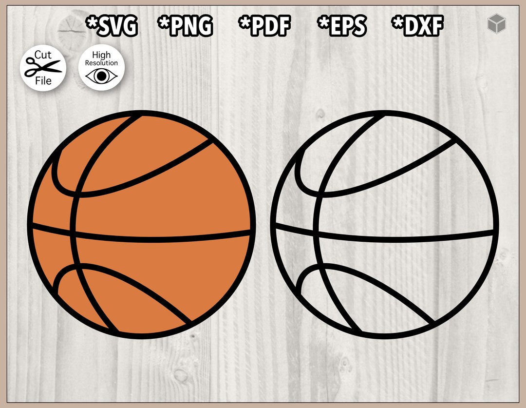 Basketball Color and Outline SVG Cut File, Dxf, Png, Eps, Pdf - Etsy