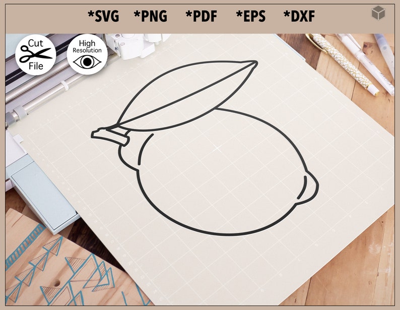 Lemon Color and Outline Cut File Svg, Png, Pdf, Dxf, Eps for Cutting ...