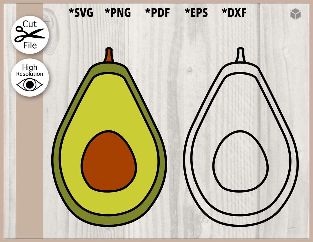 Avocado SVG Cut File and Outline, Png, Pdf, Dxf, Eps - Etsy