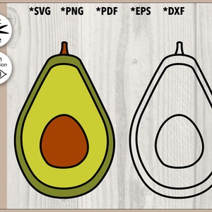 Avocado SVG Cut File and Outline, Png, Pdf, Dxf, Eps - Etsy