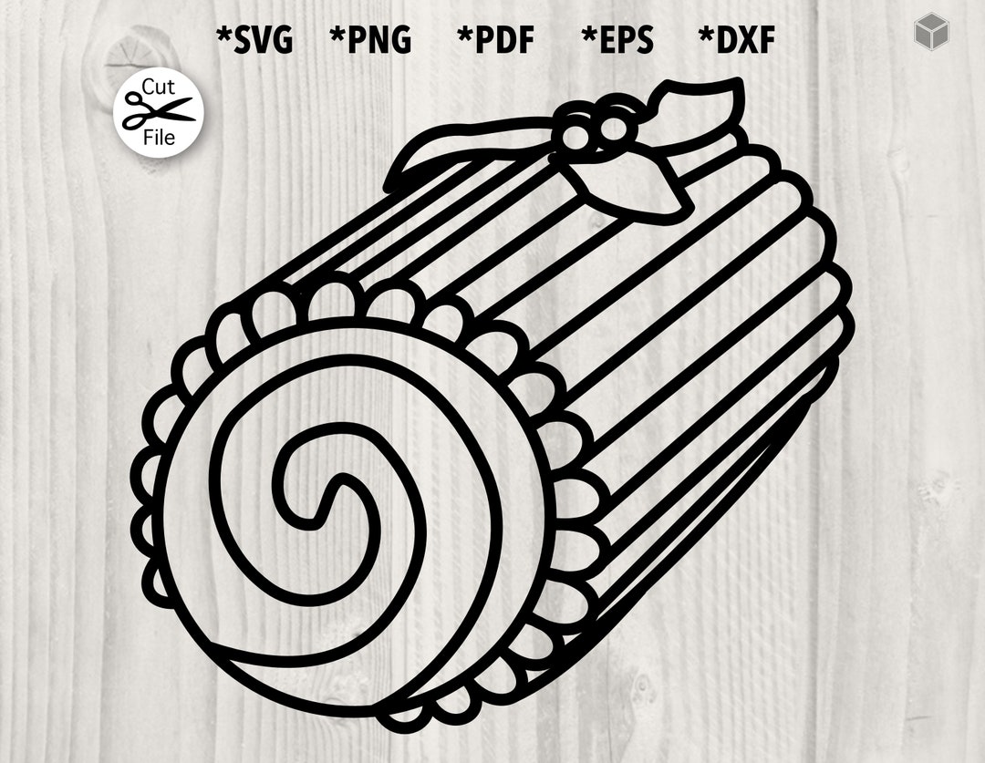 Yule Log Outline Svg, Png, Pdf, Dxf, Eps - Etsy