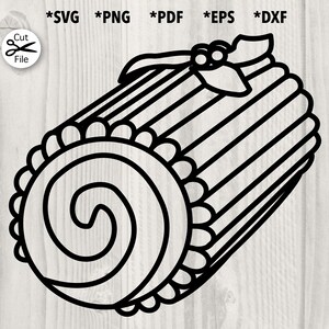 Yule Log Outline Svg, Png, Pdf, Dxf, Eps - Etsy