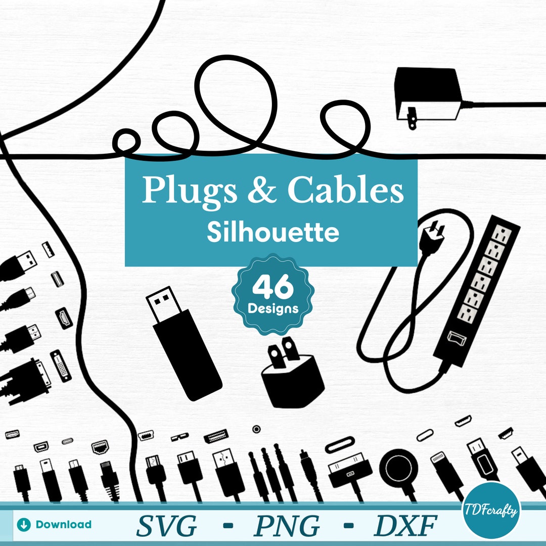 Electronic Cables Silhouettes Bundle, High-quality Technology SVG Files ...