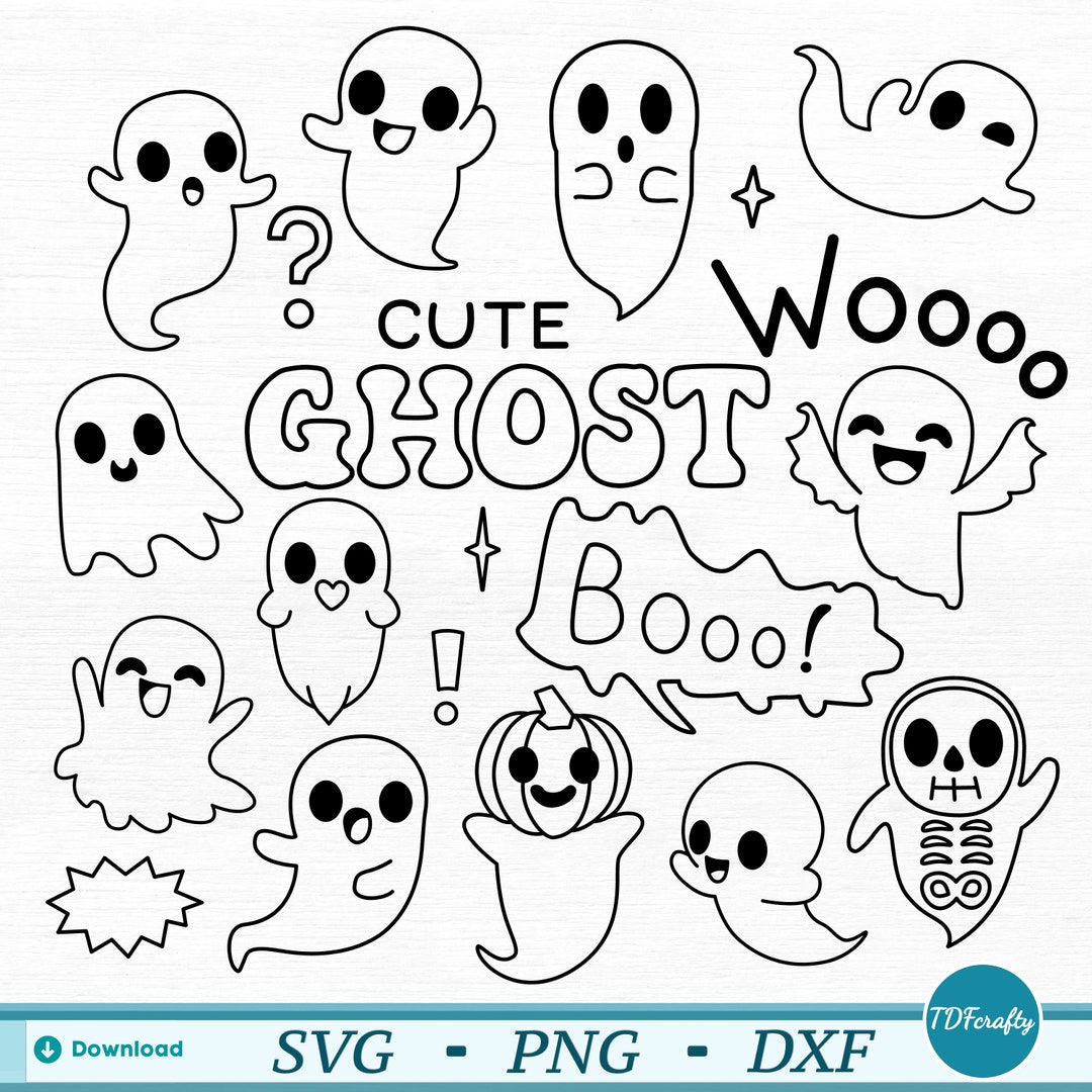 Halloween Ghost Clipart Bundle (SVG, PNG, DXF) - Etsy