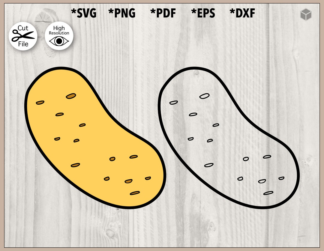 Potato Color and Outline Cut File Svg, Png, Pdf, Dxf, Eps Vector ...