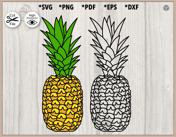 Pineapple Color and Outline Svg Png Pdf Dxf Eps for - Etsy