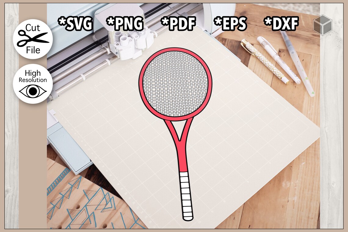 Red Tennis Racket Svg Png Pdf Dxf Eps - Etsy