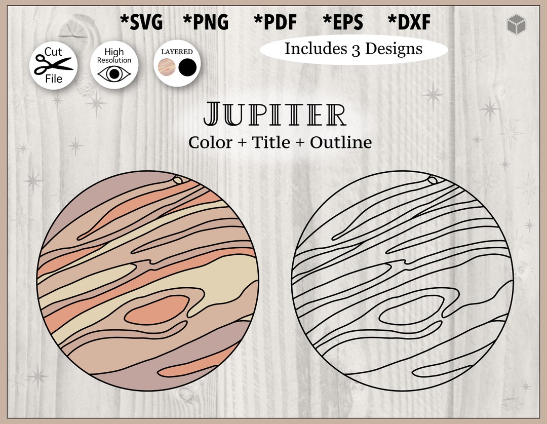 Jupiter Color and Outline Set Svg, Png, Pdf, Dxf, Eps - Etsy
