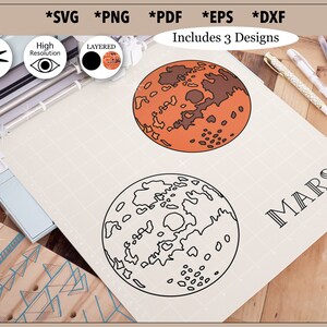 Mars Color and Outline Set Svg, Png, Pdf, Dxf, Eps - Etsy