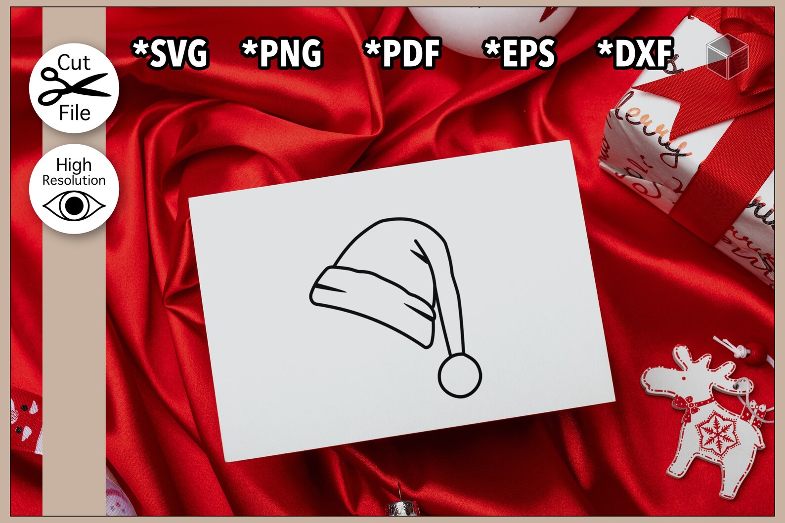 Santa Hat Outline Festive Cap Cut File Holiday Chapeau - Etsy