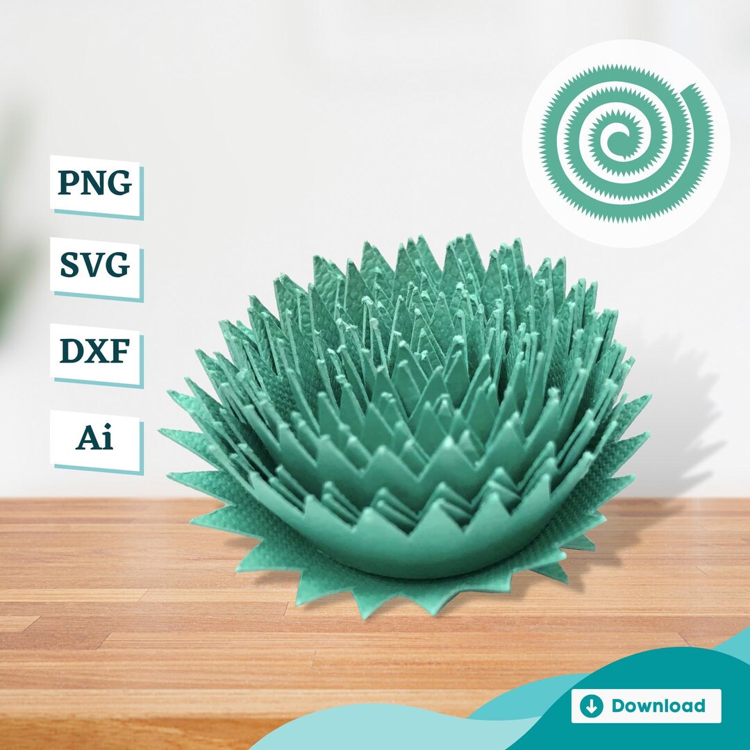 Pointy Petal Paper Rose Cut File - PNG SVG DXF Ai - Succulent Stencil ...