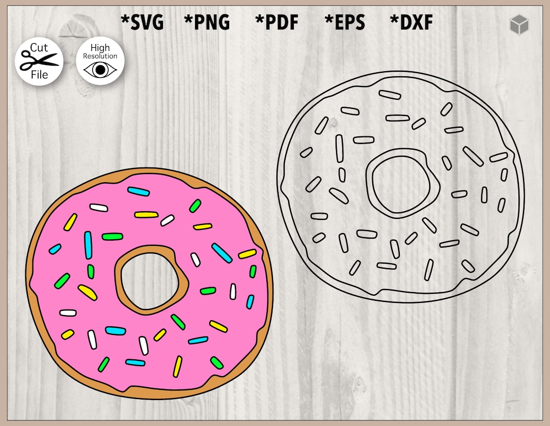 Donut SVG Cut File and Outline, Png, Pdf, Dxf, Eps - Etsy