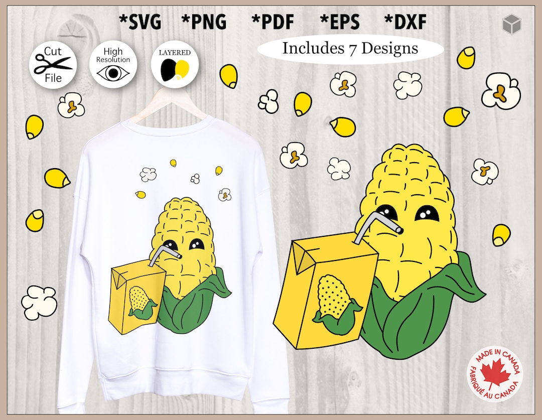 It's Corn! Cute Corn Juice Box Bundle, Popcorn Cut File, Corn Kennel ...