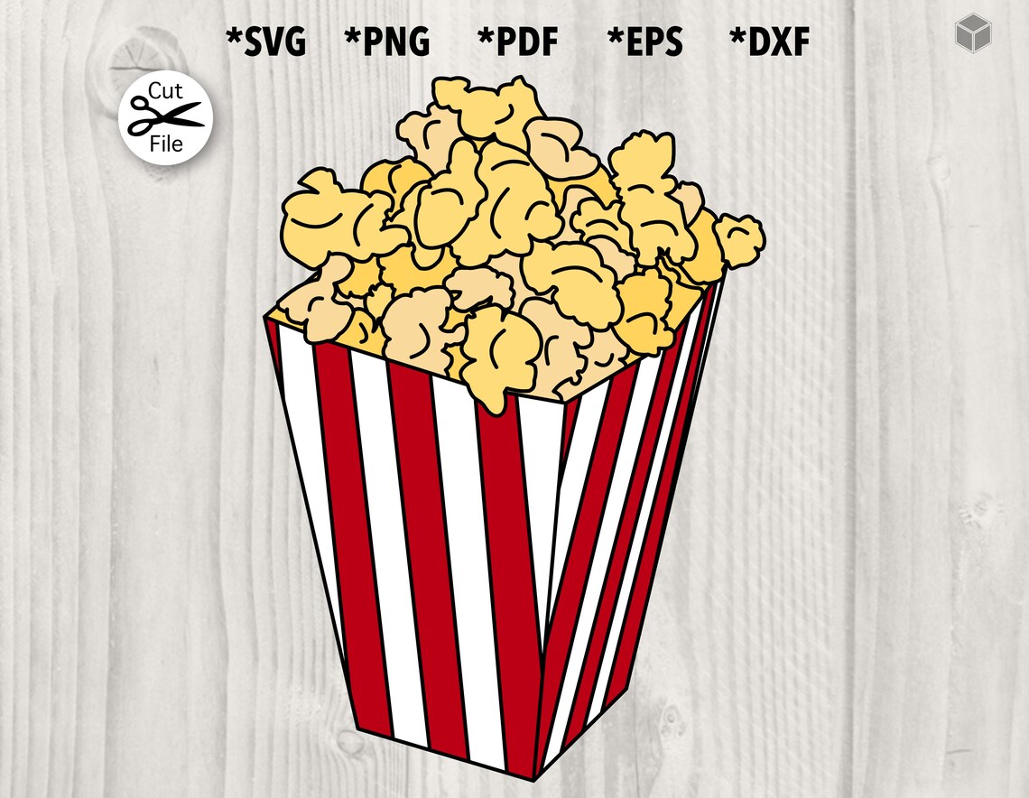 Pop Corn Cut File Svg, Png, Pdf, Dxf, Eps for Cutting Machine - Etsy