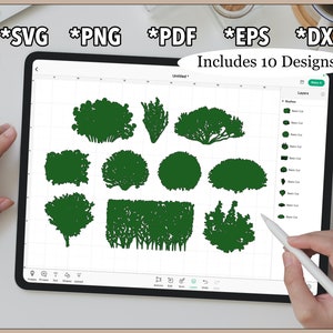 Bushes Silhouette SVG Bundle, Shrubs Shapes Decal Design Set, Forest ...