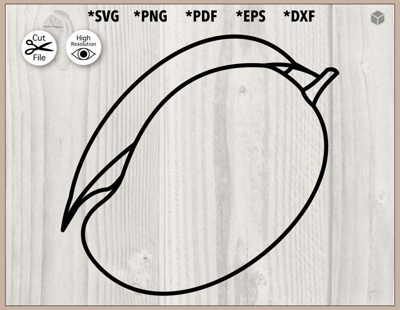 Mango Outline Svg Png Pdf Dxf Eps - Etsy Canada