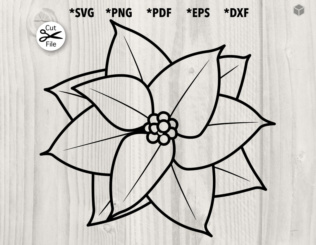 Poinsettia Outline, Festive Flower, Christmas Decoration, Holiday Plant ...