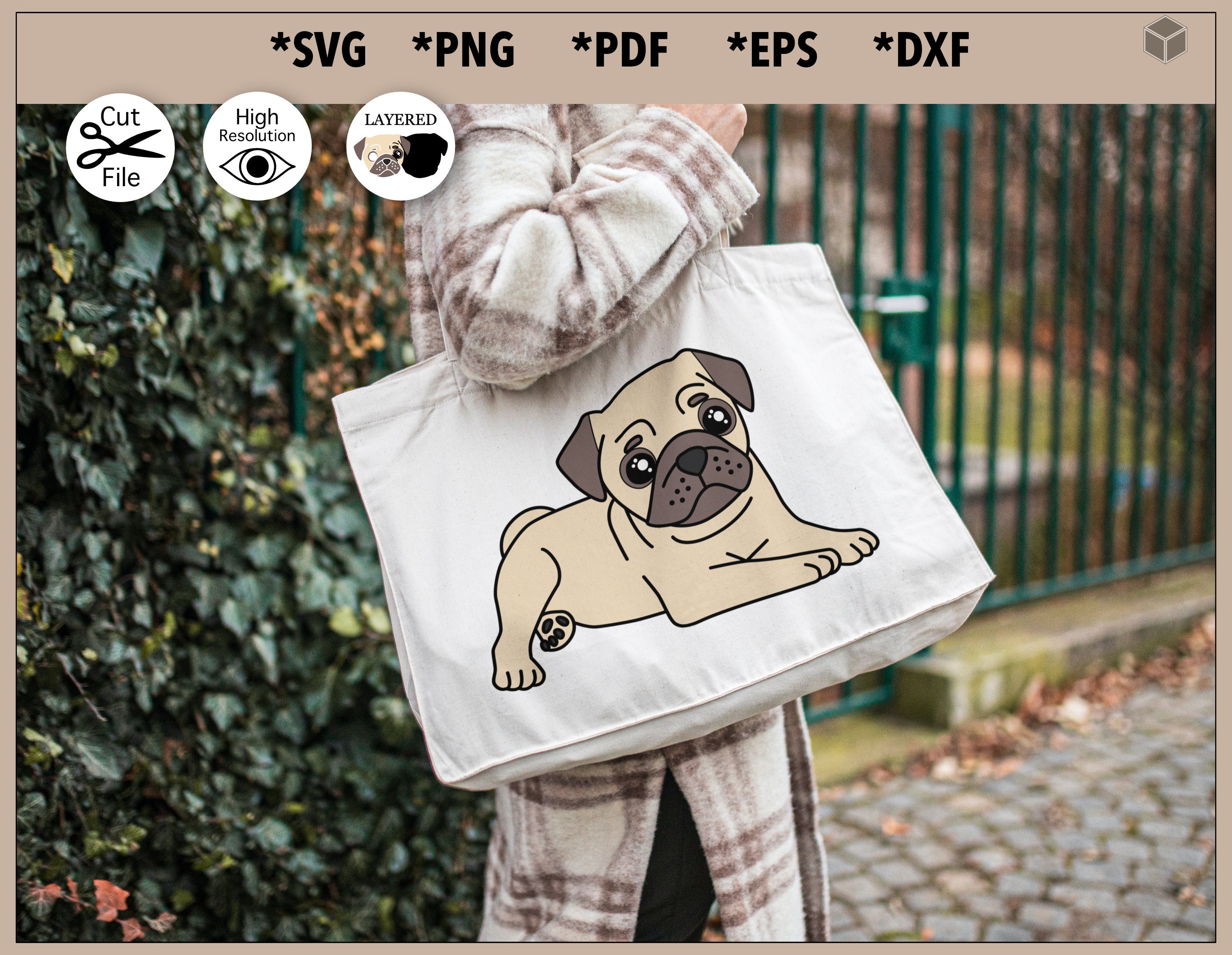 Pug Laying SVG Cute Dog Breed Cut File Digital Download - Etsy