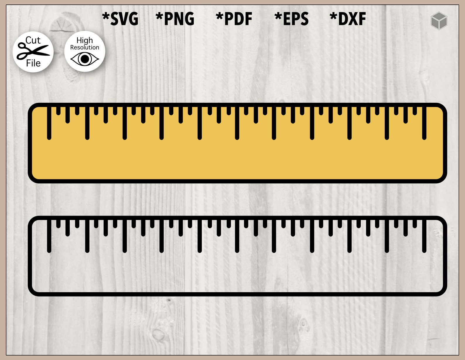 Ruler Color and Outline Cut File Svg Png Pdf Dxf Eps for - Etsy