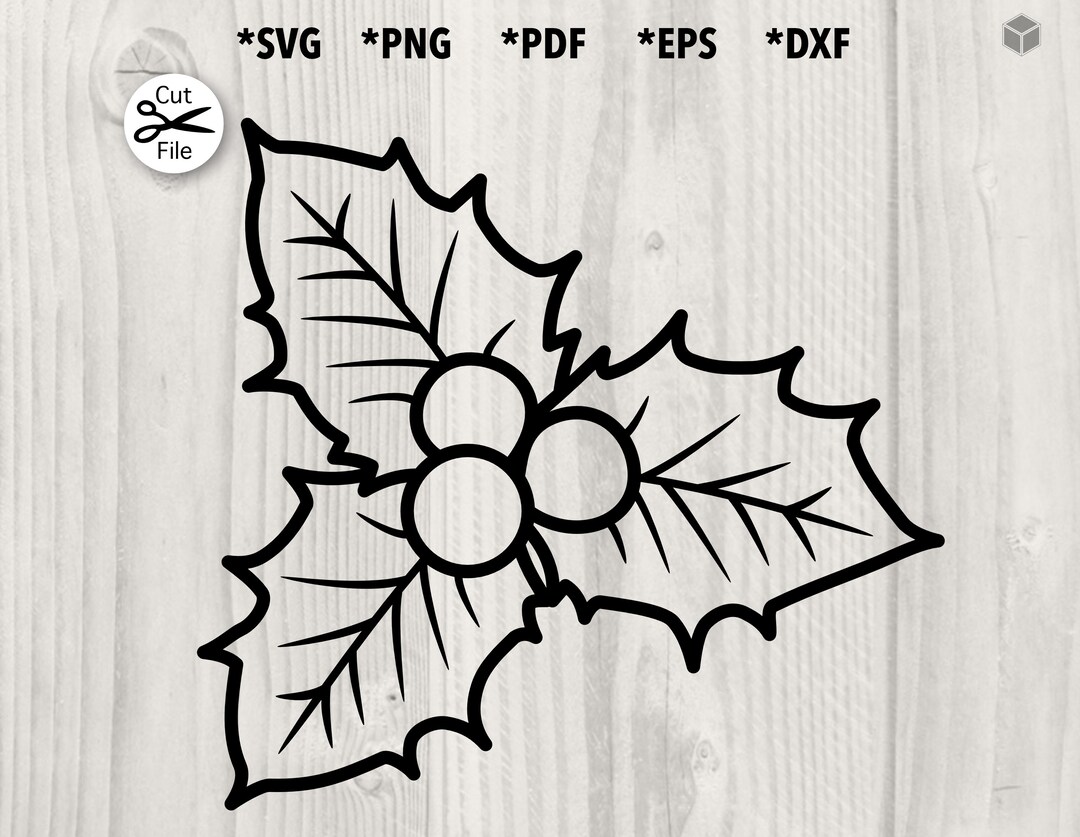 Holly Outline, Winter Berry Design, Christmas Flower, Holiday Inkberry ...