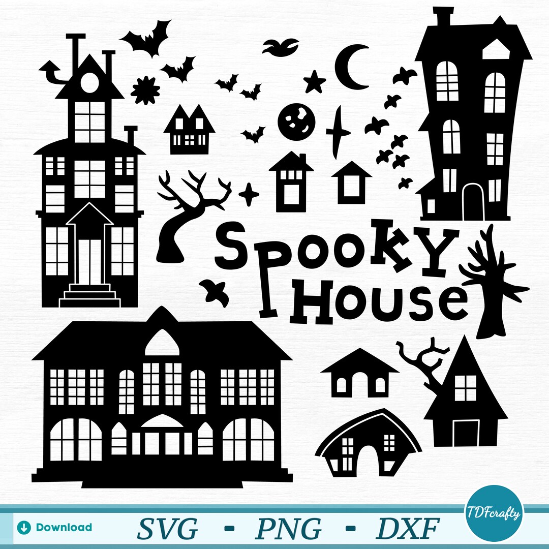 Spooky House Silhouette Bundle, Halloween Clipart (SVG, DXF, PNG) - Etsy