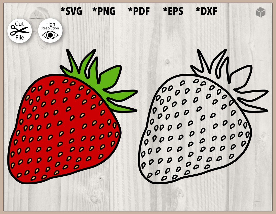 Strawberry Color and Outline Clipart Svg, Png, Pdf, Dxf, Eps Cut File ...