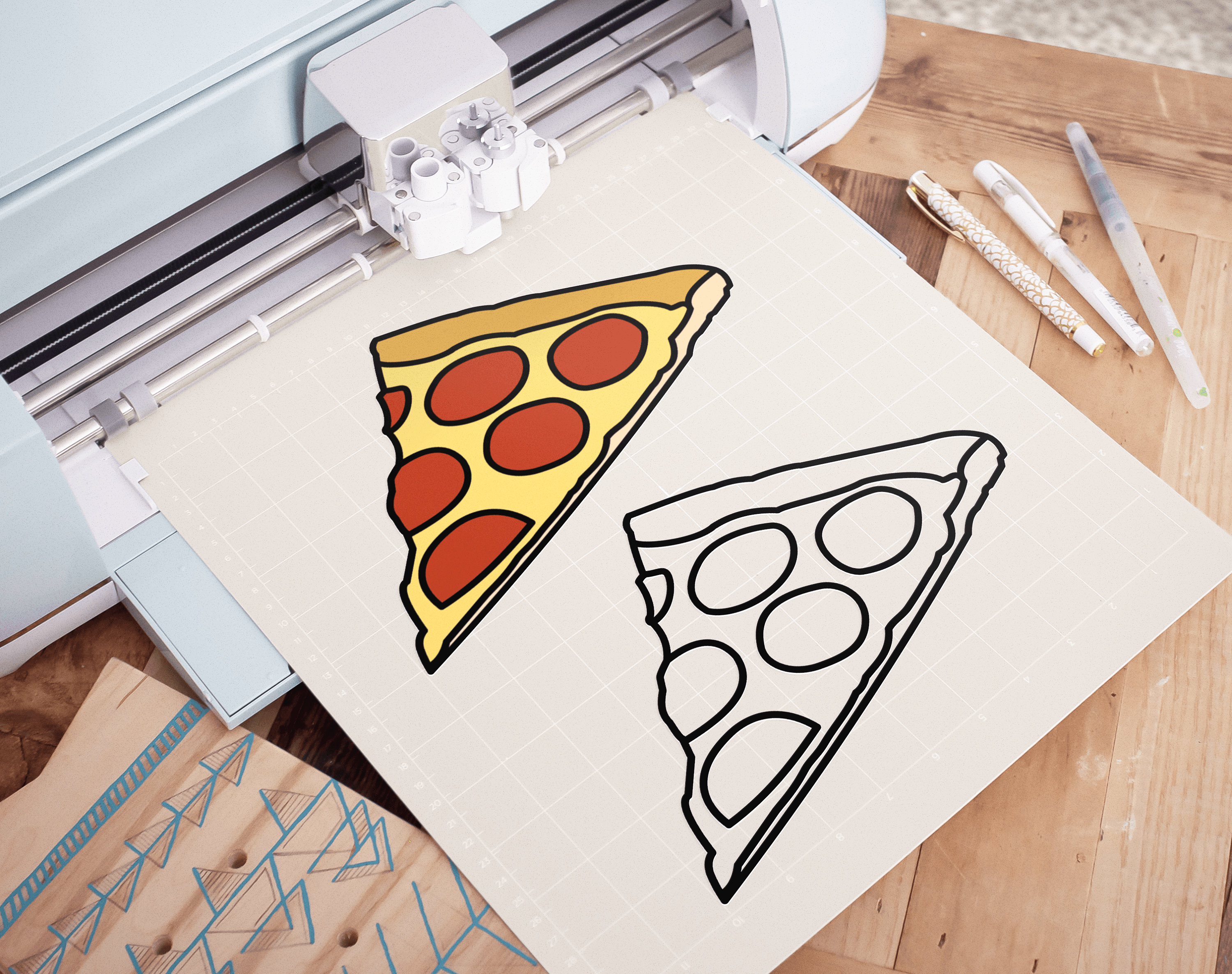 Pizza Slice Color and Outline Cut File Svg, Png, Pdf, Dxf, Eps Vector ...