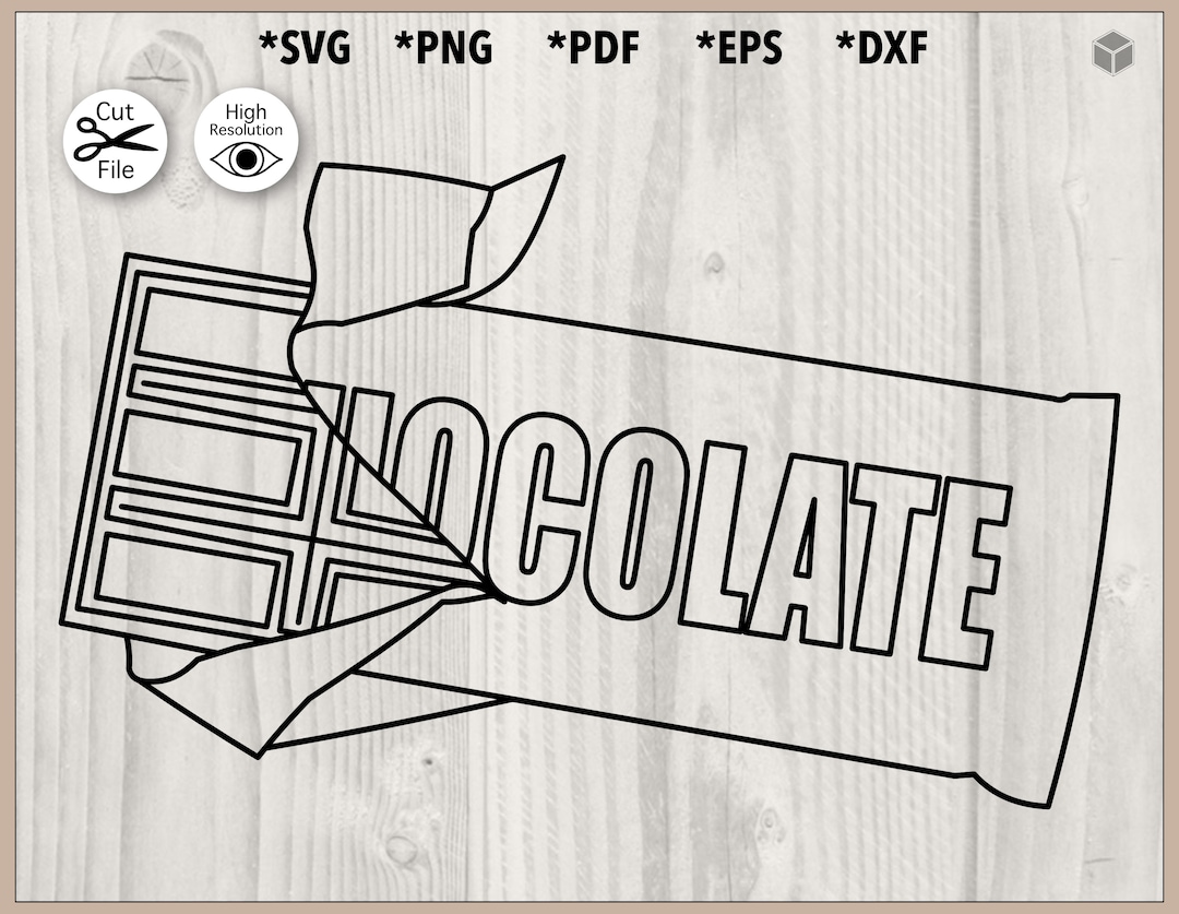 Chocolate Bar Outline Graphic Design, Cacao Vector Cut File, Hazelnut ...