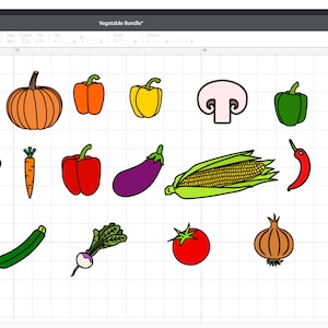 Vegetable Bundle of Graphic Designs, Farm Harvest Layered by Color Cut ...