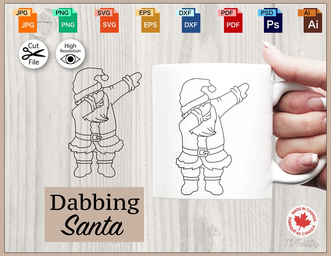 Dabbing Santa Outline Clipart Cut File for Holiday Crafts, Funny Saint ...