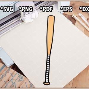 Baseball Bat Color and Outline SVG Cut File, Png, Pdf, Dxf, Eps - Etsy