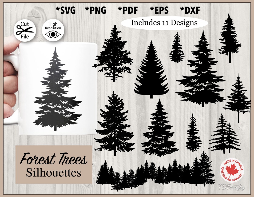 Forest Trees Silhouette Bundle Svg Pine Tree Png Printable - Etsy