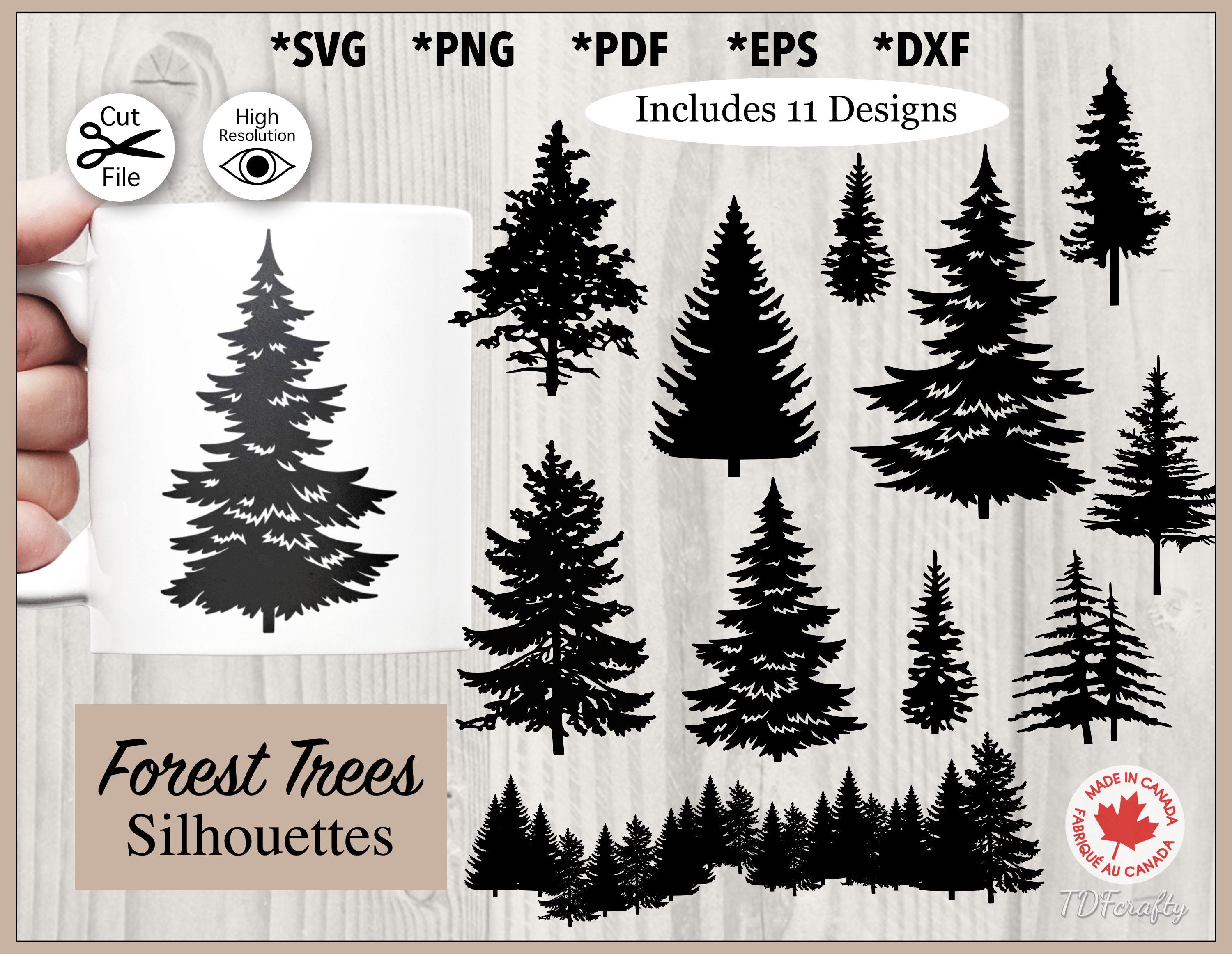 Forest Trees Silhouette Bundle Svg Pine Tree Png Printable - Etsy Canada