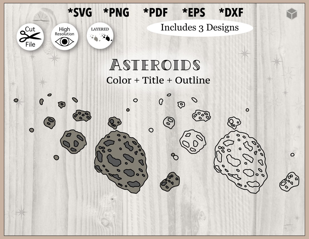 Asteroids Color and Outline SVG Cut File, Png, Pdf, Dxf, Eps - Etsy