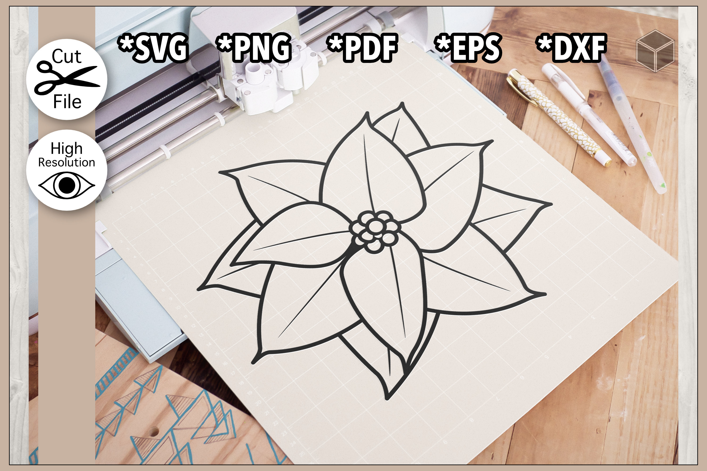 Poinsettia Outline, Festive Flower, Christmas Decoration, Holiday Plant ...