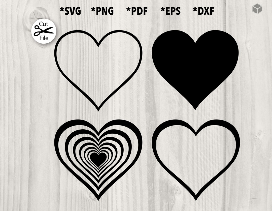 Heart Shapes Set Svg Png Pdf Dxf Eps Cutting Files Heart - Etsy
