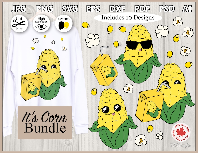 It's Corn! Cute Corn Bundle, Popcorn Cut File, Corn Kennel Clipart ...