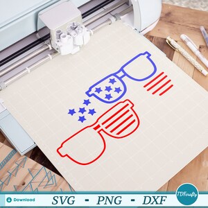Patriotic Sunglasses With American Flag Design SVG, PNG, DXF for 4th of ...