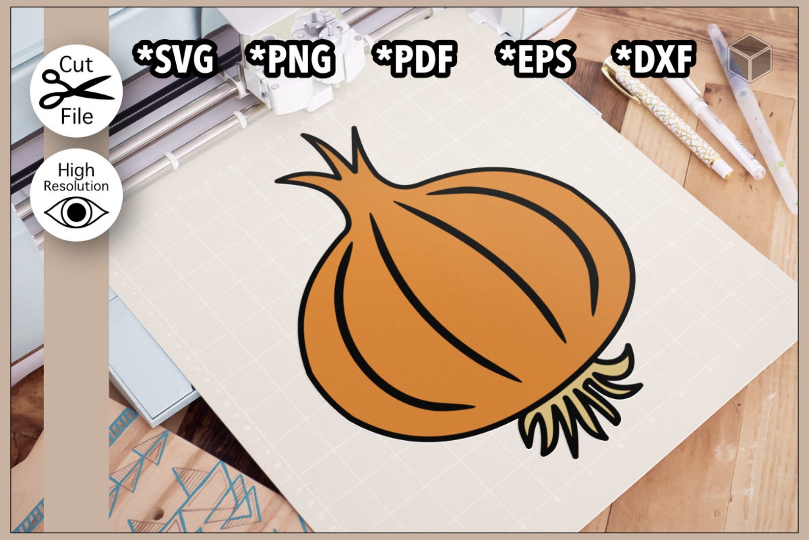 Onion Color and Outline Cut File Svg Png Pdf Dxf Eps for - Etsy