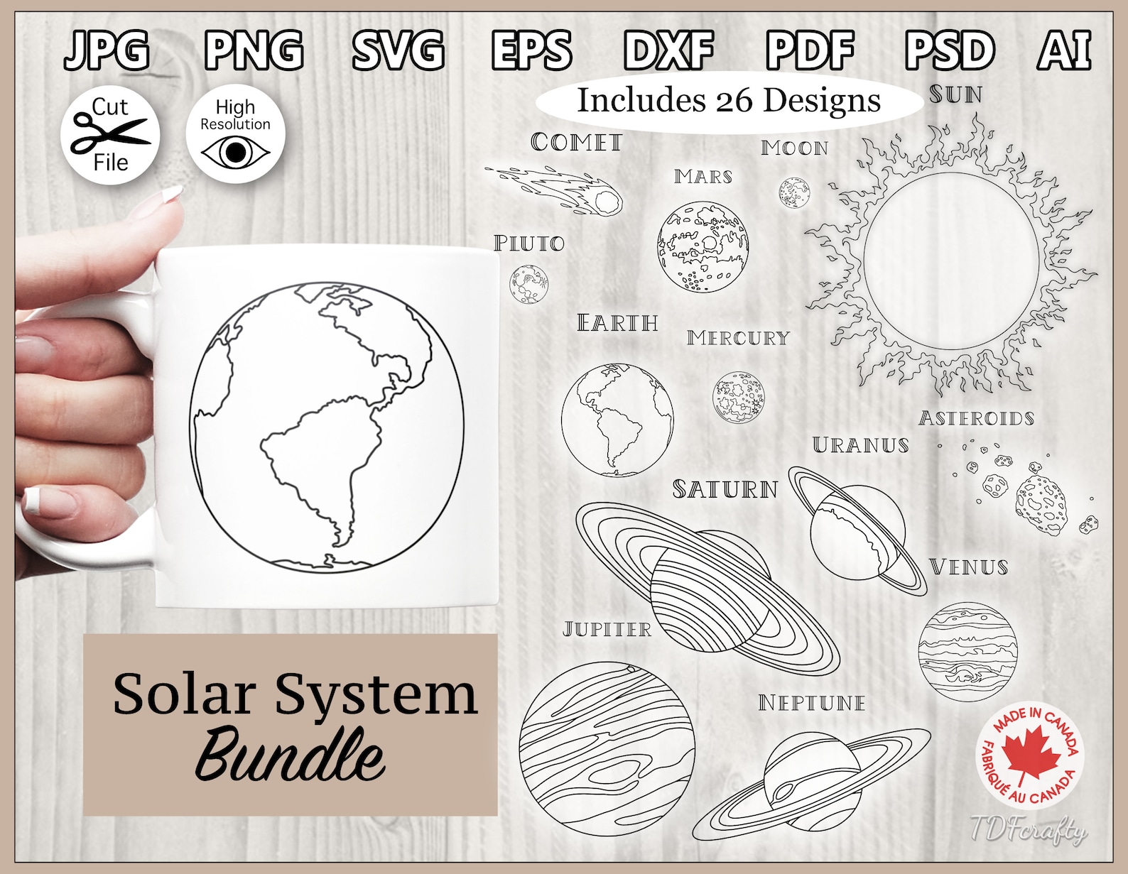 Solar System Planets Outlines Set Svg Png Pdf Dxf Eps - Etsy