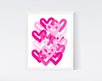 Preppy heart wall art - Etsy Nederland