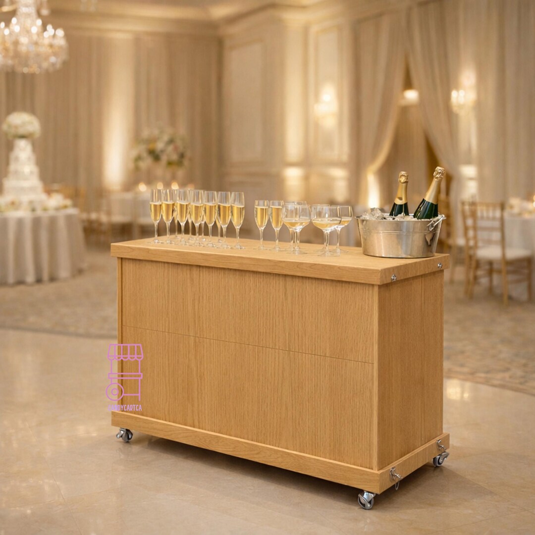 Wooden Mobile Bar on Wheels for Events, Weddings & Cocktail Serving - Etsy